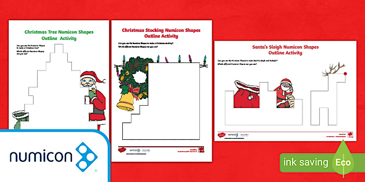Christmas-Themed Numicon Shape Outlines Activities Pack